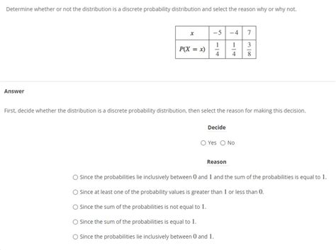 Solved Determine Whether Or Not The Distribution Is A Discrete