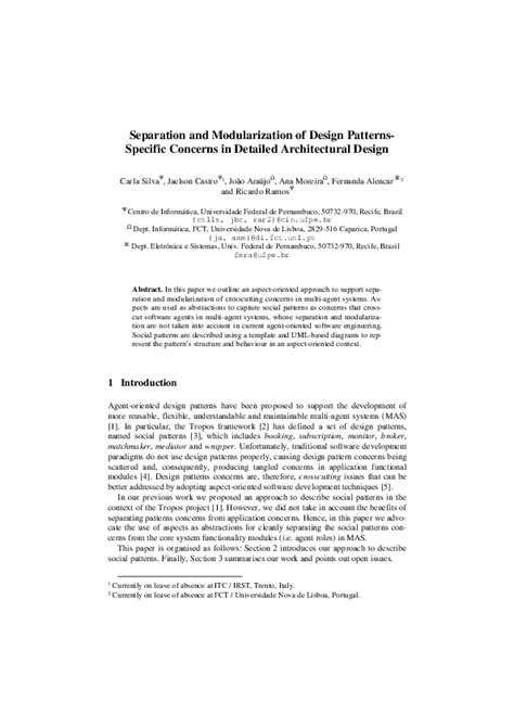 Pdf Separation And Modularization Of Design Patterns Specific Concerns In Detailed