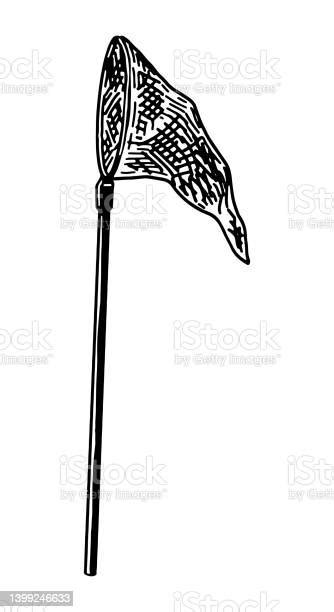 특종 그물 스케치 클립 아트 여름 레저 활동은 흰색에 고립 된 낙서 조각 스타일로 손으로 그린 벡터 일러스트레이션 에칭에 대한 스톡 벡터 아트 및 기타 이미지 Istock