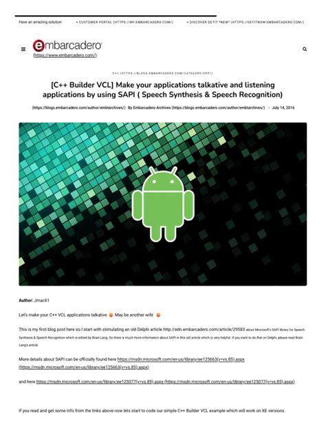 C Builder Vcl Make Your Applications Talkative And Listening Applications By Using Sapi
