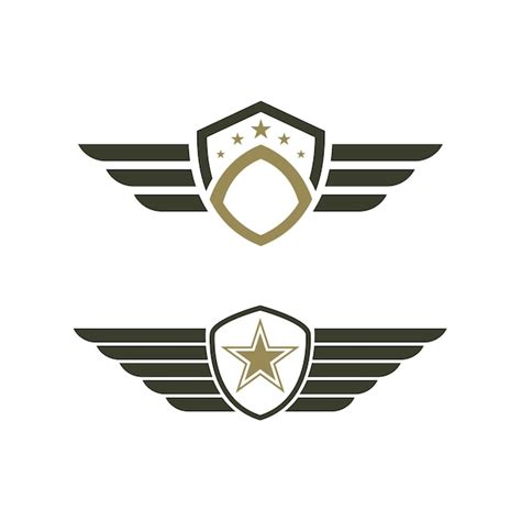 Army Falcon Wing Abzeichen Symbol Vektor Illustration Premium Vektor