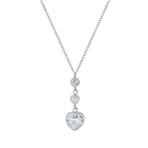 Silver Heart Cubic Zirconia Necklace 925 Silver Jewelry