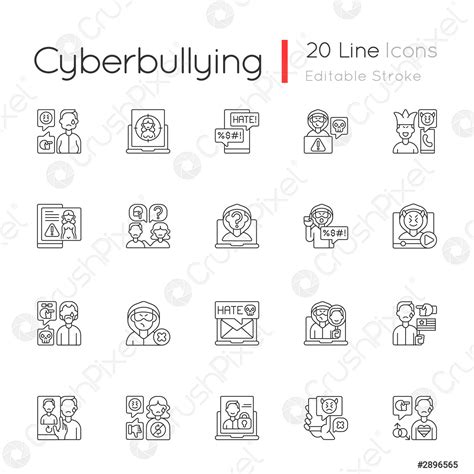 Cyberbullying Linear Icons Set Stock Vector 2896565 Crushpixel