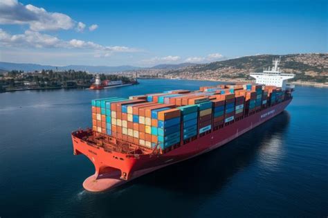 Premium Photo Big Container Ship In The Sea Created With Generative Ai