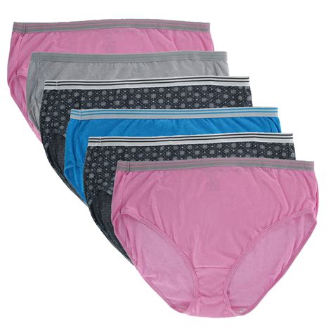 Fruit Of The Loom Womens Plus Size High Cut Underwear 6 Pair Pack
