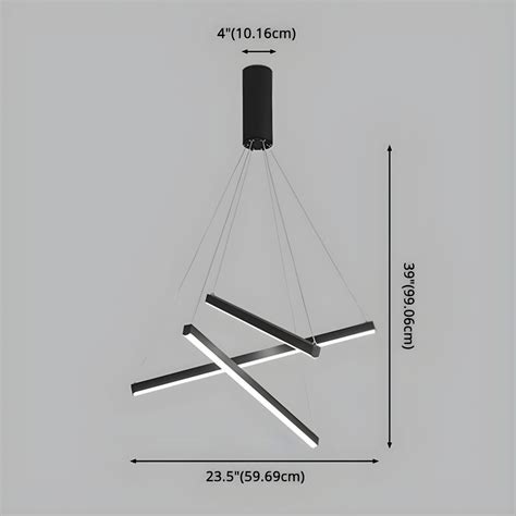 Black Sticks LED Chandelier Light Novelty Minimalist Metal Suspension ...