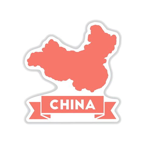 Бумажный стикер на белом фоне карты Китая вектора Ai Eps Uidownload