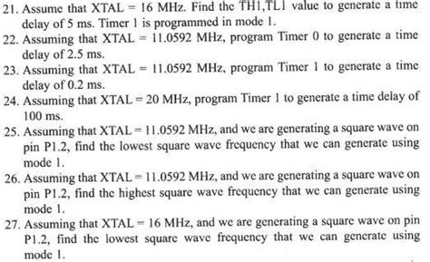 Solved 21 Assume That XTAL 16MHz Find The TH1 TL1 Value To Chegg