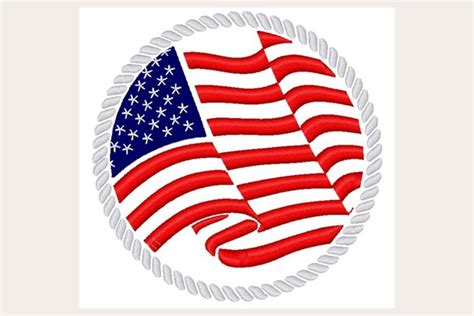 American Flag Machine Embroidery Design