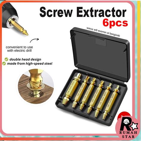 6pcs Drill Bits Material Damaged Screw Extractor Guide Set Broken Easy out Bolt Stud Stripped ...
