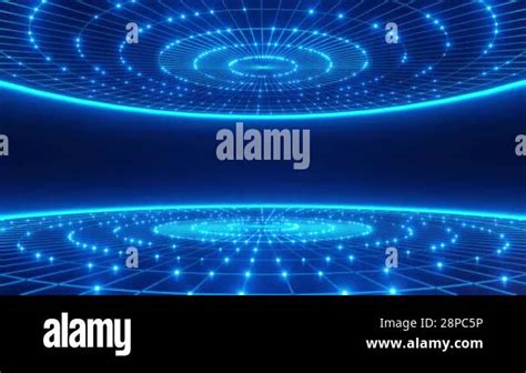 Technology Blue Circle With Connecting Dots And Lines Digital Abstract Network Structure 3d