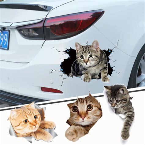 Auto Aufkleber Kreative 3D Katze Lustige Auto K Rper Scratch Masking
