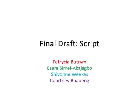 Final Draft Script