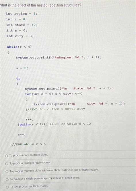 Solved What Is The Effect Of The Nested Repetition Chegg