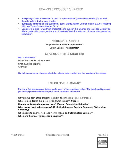 Project Charter Template Download Free Documents For PDF Word And Excel