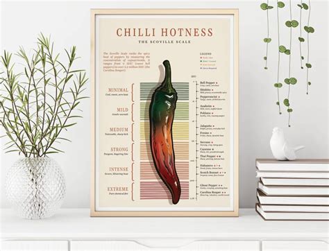 Scoville Scale Chilli Hotness Poster Hot Pepper Heat Level Chart