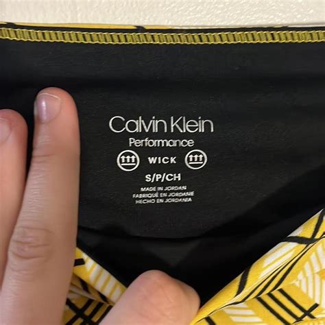 Calvin Klein Sportswear Womens Yellow And White Leggings Depop