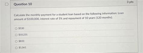 Solved Calculate The Monthly Payment For A Babe Loan Chegg Com