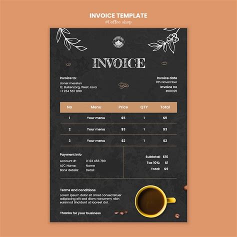 Free Psd Coffee Shop Invoice Template