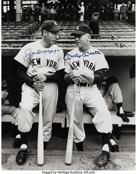 Circa 1990 Joe Dimaggio And Mickey Mantle Signed Large Photograph