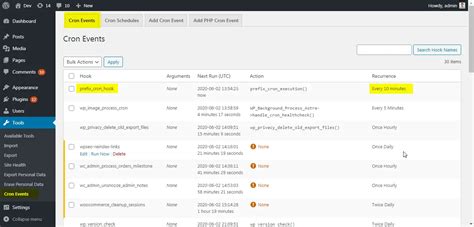 wordpress cron schedules and events with examples