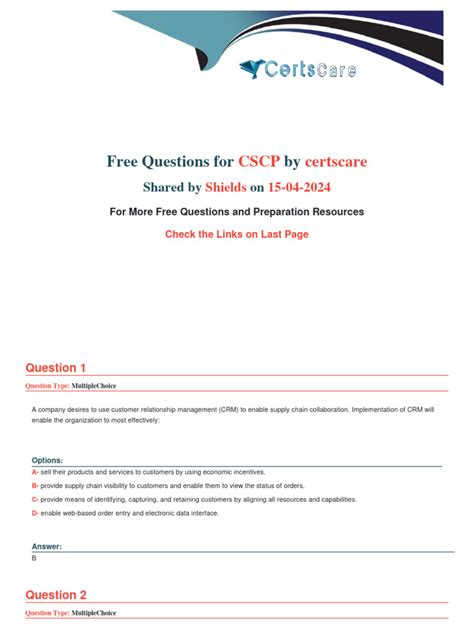 Certscare Apics Certified Supply Chain Professional Apics Certified