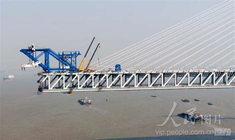江苏泰州：常泰长江大桥项目建设稳步推进 人民图片网