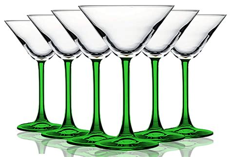 Lime Green Bottom Accent Martinicocktail 10 Oz Wine Glasses Set Of 6