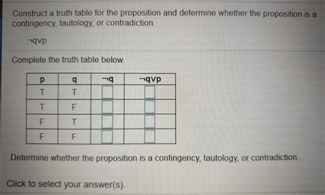 solved construct a truth table for the proposition and