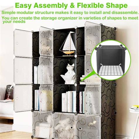 Mondawe Black Stackable Plastic 12 Cube Organizer In The Cube Storage