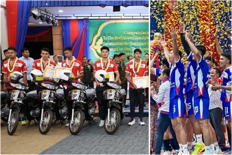 កីឡាករបាល់ទះបញ្ជាការដ្ឋានអង្គរក្ស ទទួលបានម៉ូតូម្នាក់ ១គ្រឿង ក្រោយឈ្នះពានតេជោលីគ