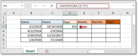 Excel公式计算两个日期之间的天数周数月数或年数 Excel公式计算两个日期之间的天数周数月数或年数