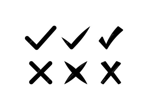 Premium Vector Checkmark And Cross Icons Silhouette Set Of Check