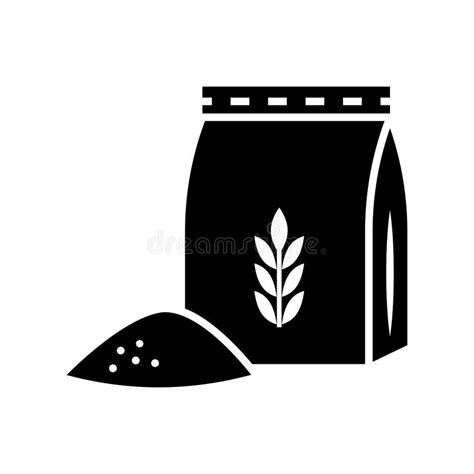 Flour Bag Icon With Wheat Symbol In Black Silhouette Style Stock Illustration Illustration Of