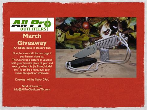 March Giveaway This Months Giveaway Is An Esee Izula In Desert Tan