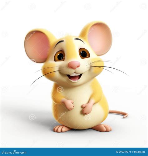 3d Pixar Mouse Animated Character Cartoon With Yellow Smiley Face Stock Illustration