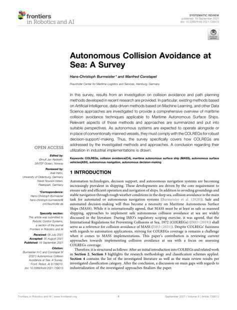 Pdf Autonomous Collision Avoidance At Sea A Survey Pdf Autonomous Collision Avoidance At Sea A Survey