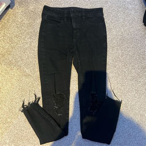 Black American Eagle Skinny Jeans Ripped At The Depop