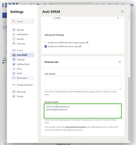 Treat Emails From Certain Senders In Ionos Webmail As Spam Ionos Help