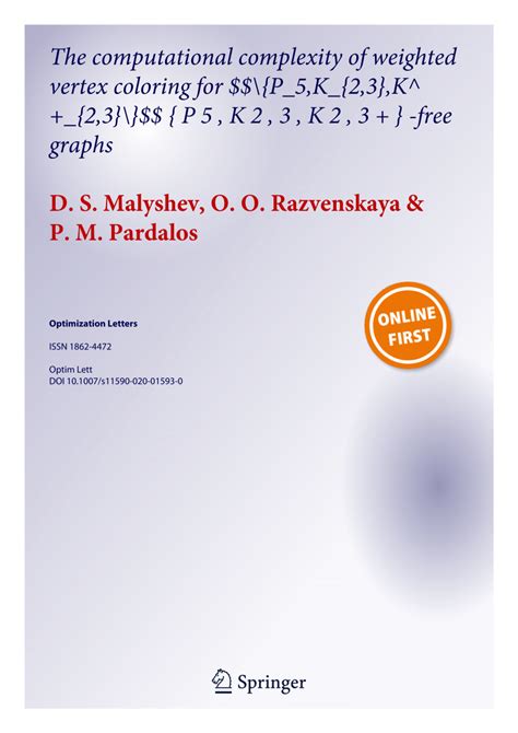Pdf The Computational Complexity Of Weighted Vertex Coloring For