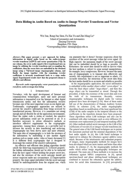 Data Hiding In Audio Based On Audio To Image Wavelet Transform And