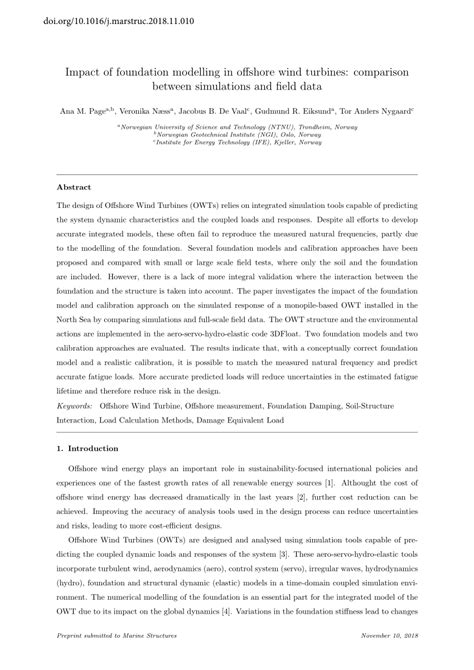 Pdf Impact Of Foundation Modelling In Offshore Wind Turbines Comparison Between Simulations