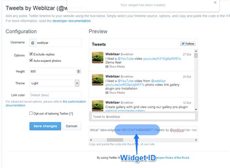 Get Twitter Widget Id
