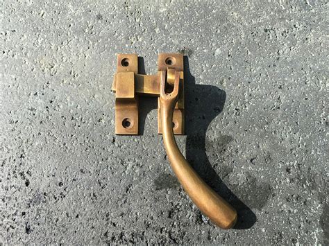 2 Window Latch Box Swing Slot Antique Vintage Solid Heavy Brass Cabinet Door Lock Door Vintage
