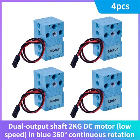 4pcs Dual Output Shaft 2kg Dc Motor Low Speedin Blue Servo Motor 360