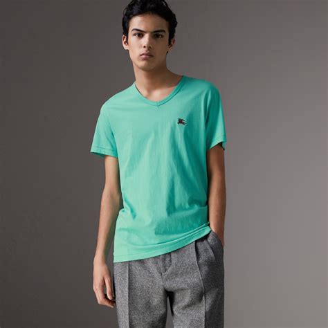 Cotton Jersey T Shirt In Turquoise Men Burberry United States