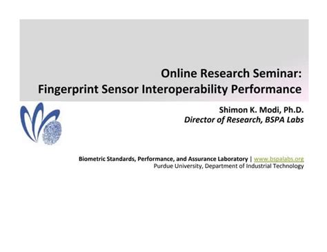 Fingerprint Interoperability Seminar Ppt