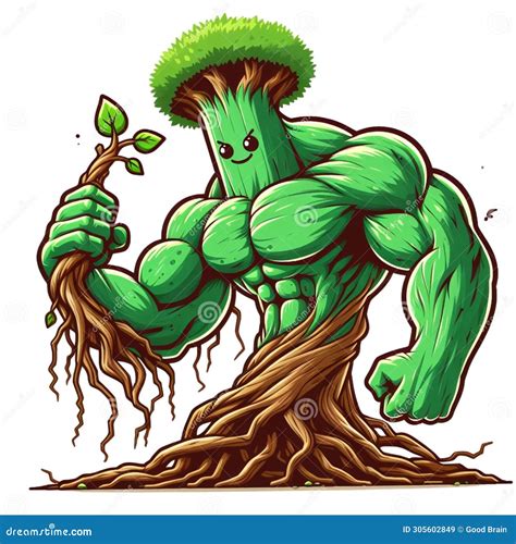 A Burly Tree Monster With A Scary Expression Isolated On A White