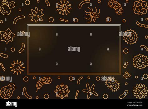 Pathogenicity Golden Horizontal Frame Vector Concept Illustration In Outline Style With Place