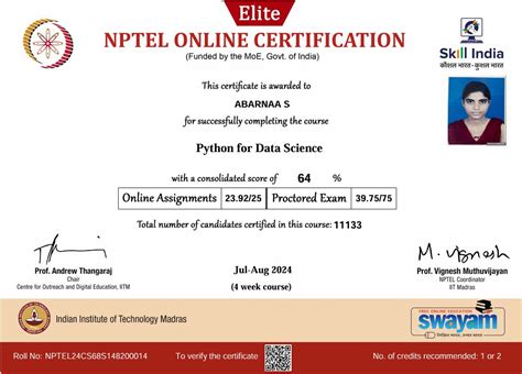 Abarnaa S On Linkedin Datascience Python Nptel Continuouslearning